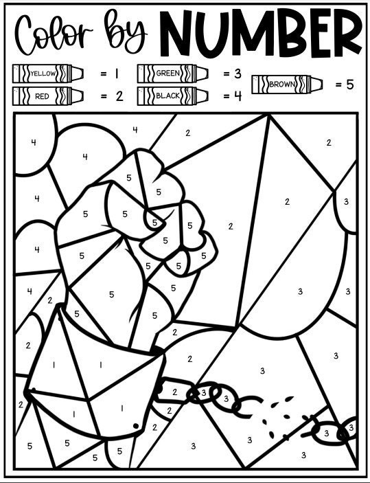 Juneteenth Color-by-number, June 19 Activity for Kids, Math and ...