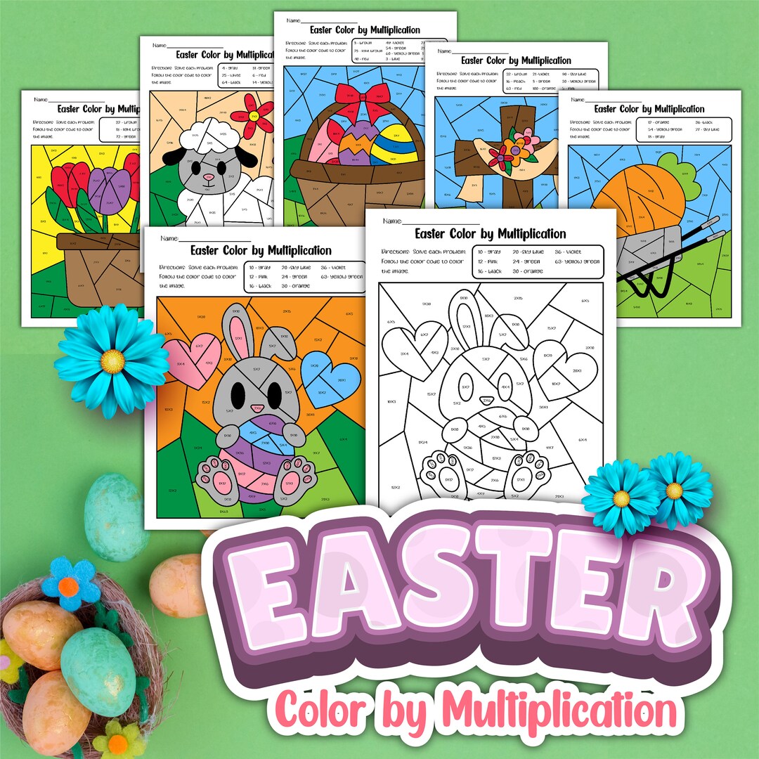 Easter Holiday Worksheet Coloring Multiplication Math Pages Activities ...