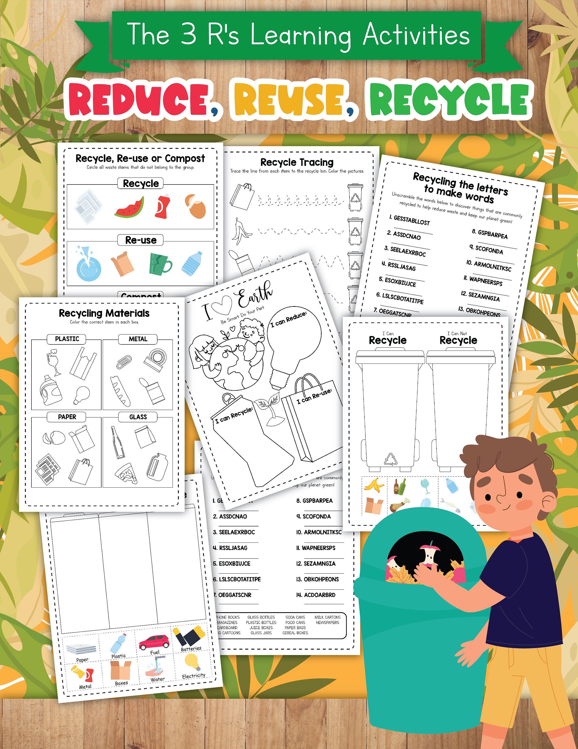Earth Day Holiday Worksheets Printable Activities for Kids - Etsy
