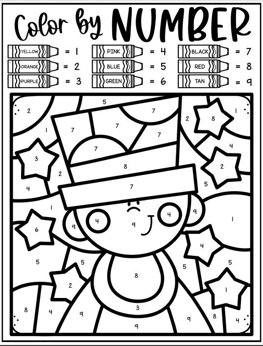 New Years Eve Holiday Worksheets Printables for Kids, Color by Number ...