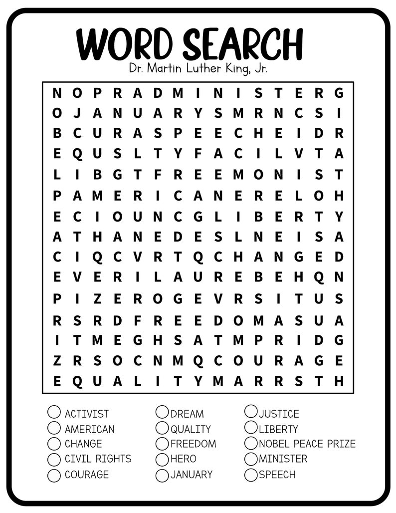 Martin Luther King Day Printable Holiday Worksheets for Kids MLK Day ...