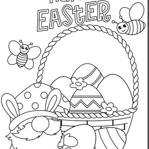 Easter Gnome Coloring Pages for Kids, Easter Activities for Kids ...