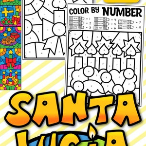 Santa Lucia Color by Number Printable Worksheets for Kids - Etsy