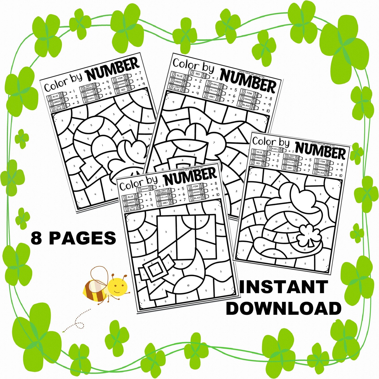 St. Patrick's Day Color-by-number, St. Patrick's Day Activity for Kids ...