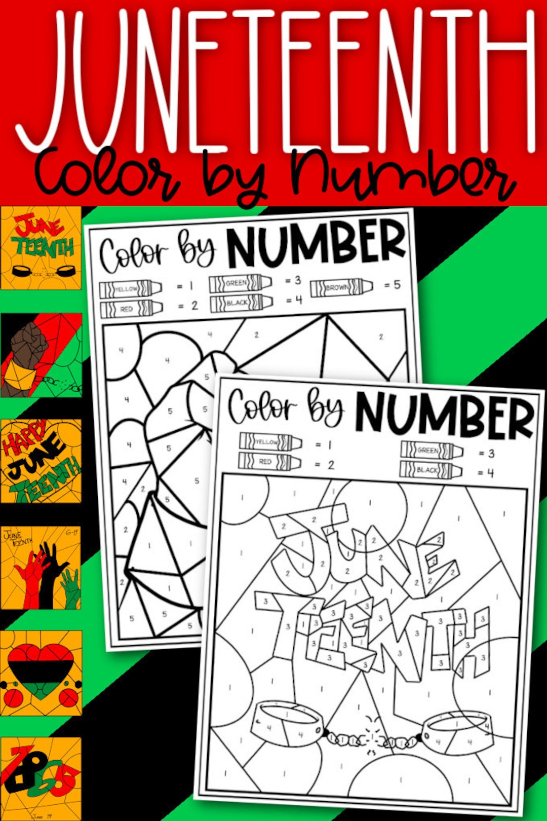 Juneteenth Color-by-number, June 19 Activity for Kids, Math and ...