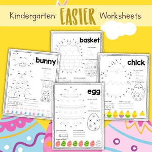 Easter Kindergarten Worksheet, Printables for Kids, Tracing, Counting ...