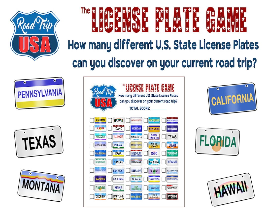 The License Plate Game - Downloadable, Printable PDF Road Trip Travel ...