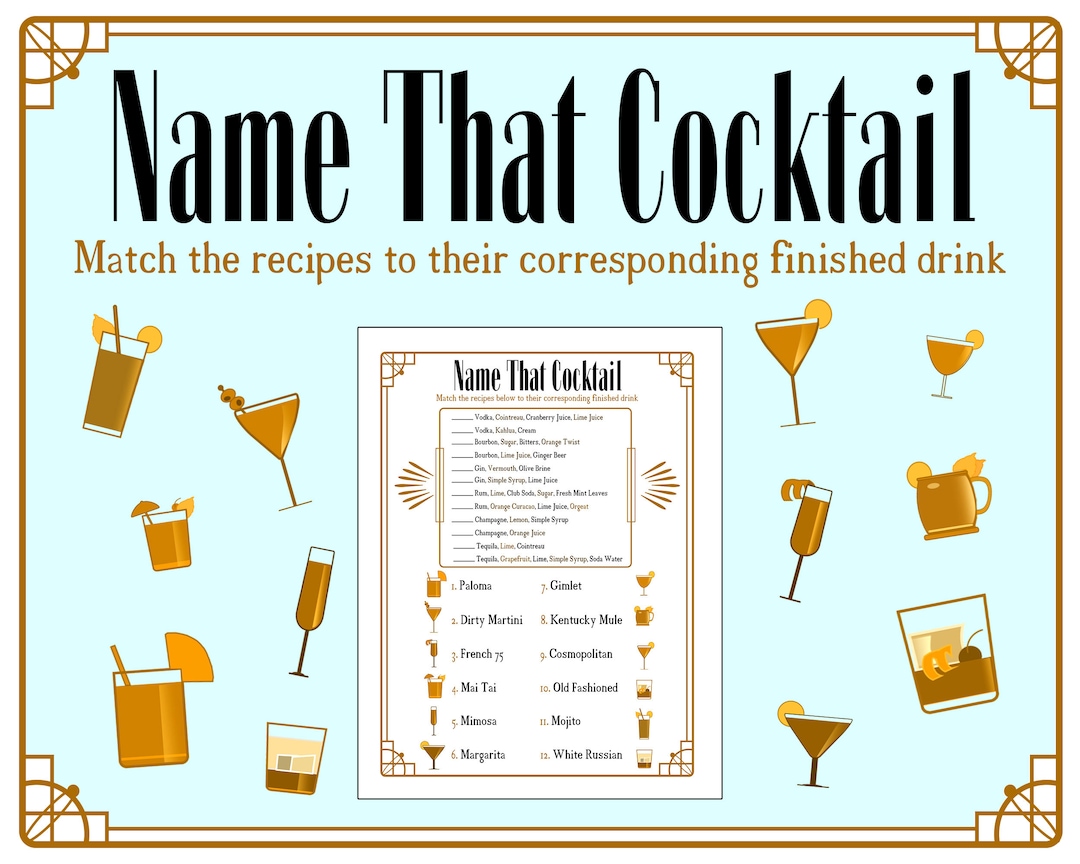 Name That Cocktail | Adult Party Game | Icebreaker | Fun Party Game ...