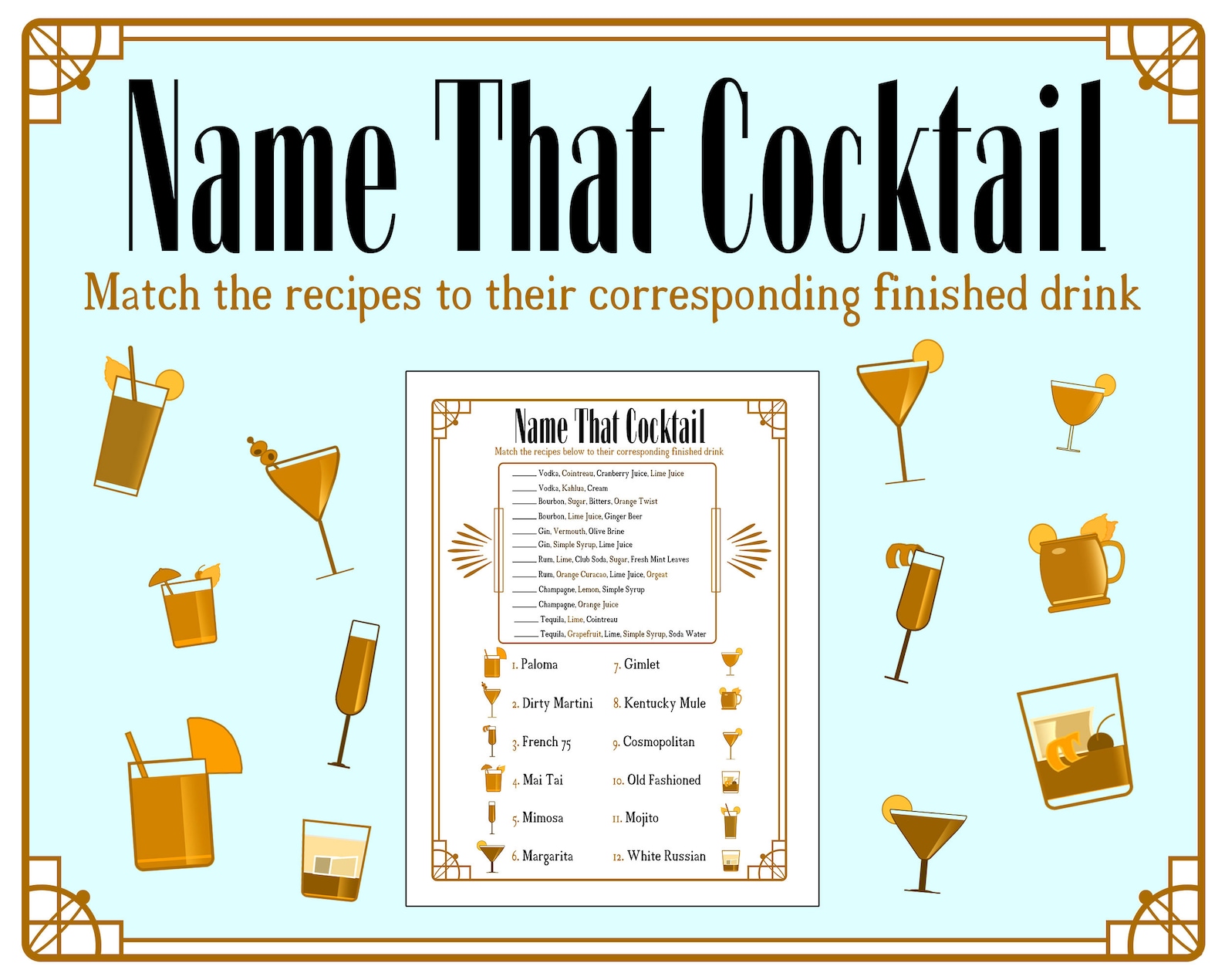Name That Cocktail | Adult Party Game | Icebreaker | Fun Party Game ...