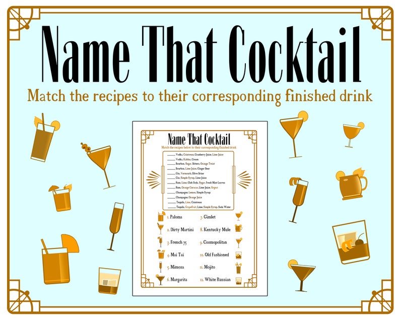 Name That Cocktail | Adult Party Game | Icebreaker | Fun Party Game ...