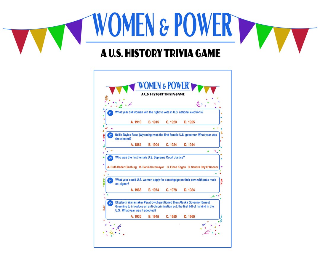 Women & Power: A US History Trivia Game | Women's History Month ...