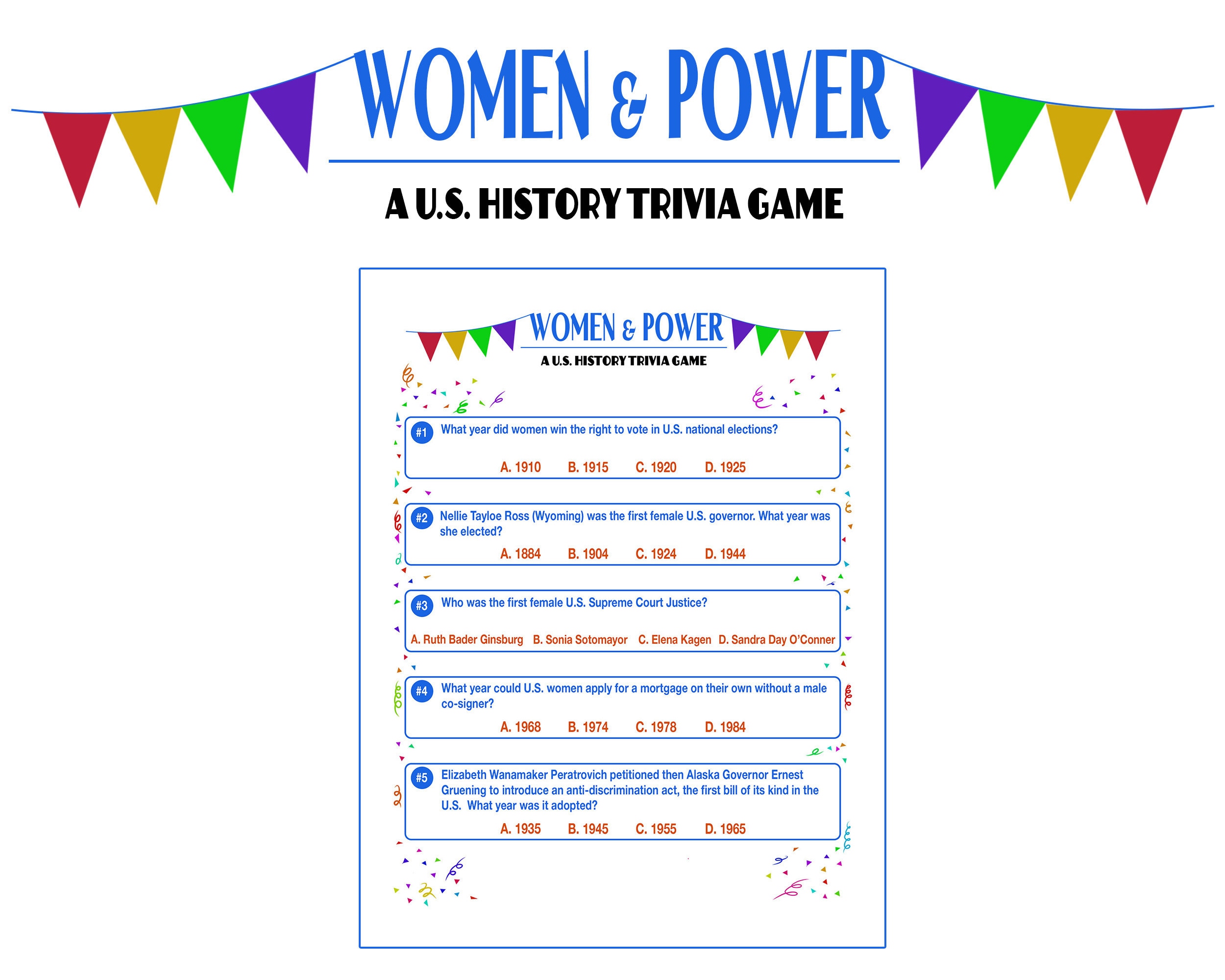 Women & Power: A US History Trivia Game | Women's History Month ...