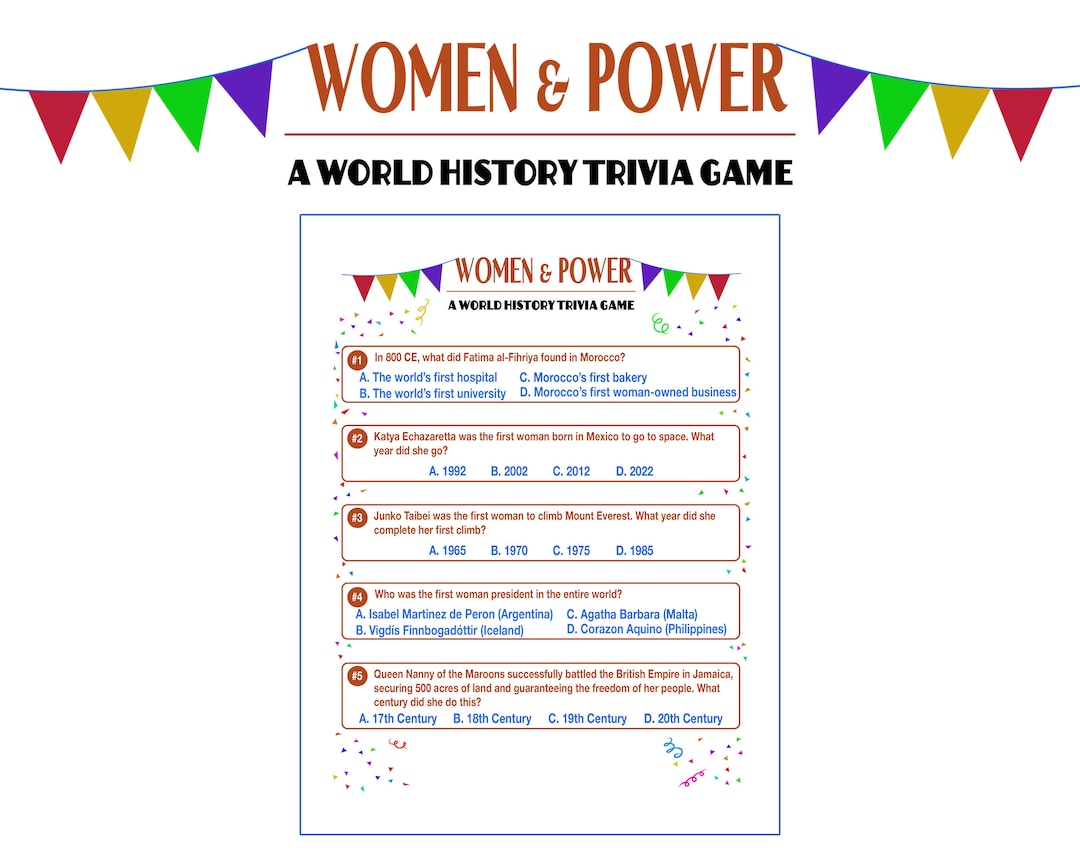 Women & Power: A WORLD History Trivia Game International Women's Day ...
