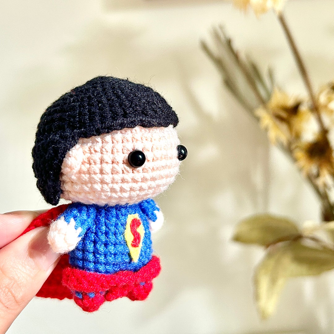 Crochet Superman Character Charm Handmade Keychain - Etsy
