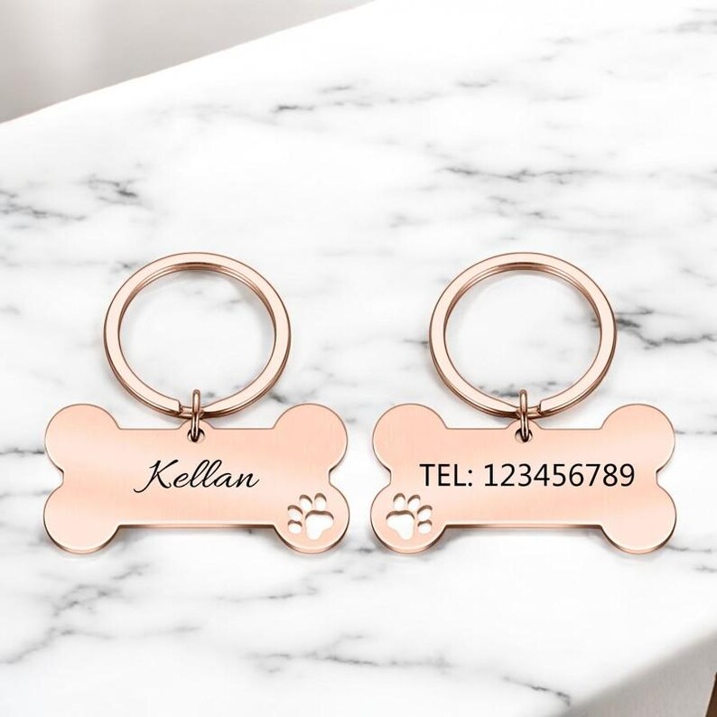 Custom Engraved Pet ID Tag Keychain - Personalized Name & Phone Number ...