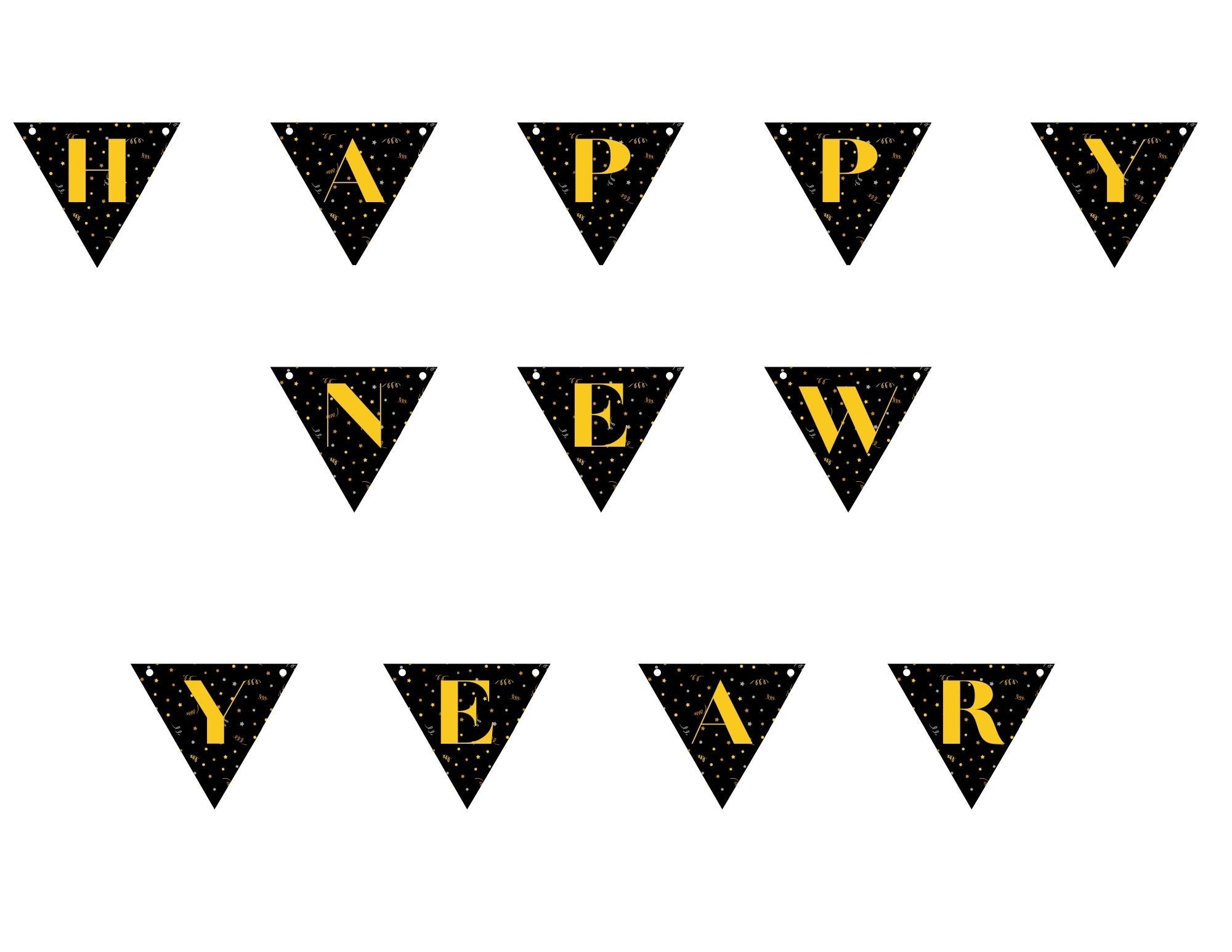 Banderines imprimibles de feliz año nuevo - Etsy México