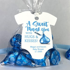 Hugs & Kisses Onesie Personalized Baby Shower Favor Tags Baby Girl ...
