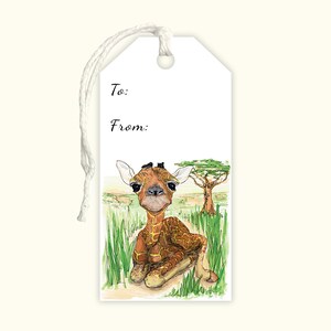 Safari Baby Animal Gift Tags, Giraffe, Lion and Elephant, Baby Shower ...