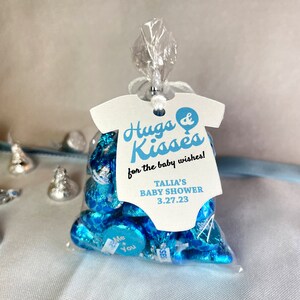 Hugs & Kisses Onesie Personalized Baby Shower Favor Tags Baby Girl ...