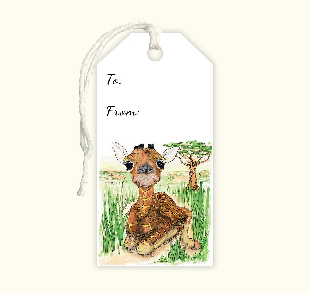 Safari Baby Giraffe Gift Tags, Baby Shower Gift Tags, Kids Birthday ...