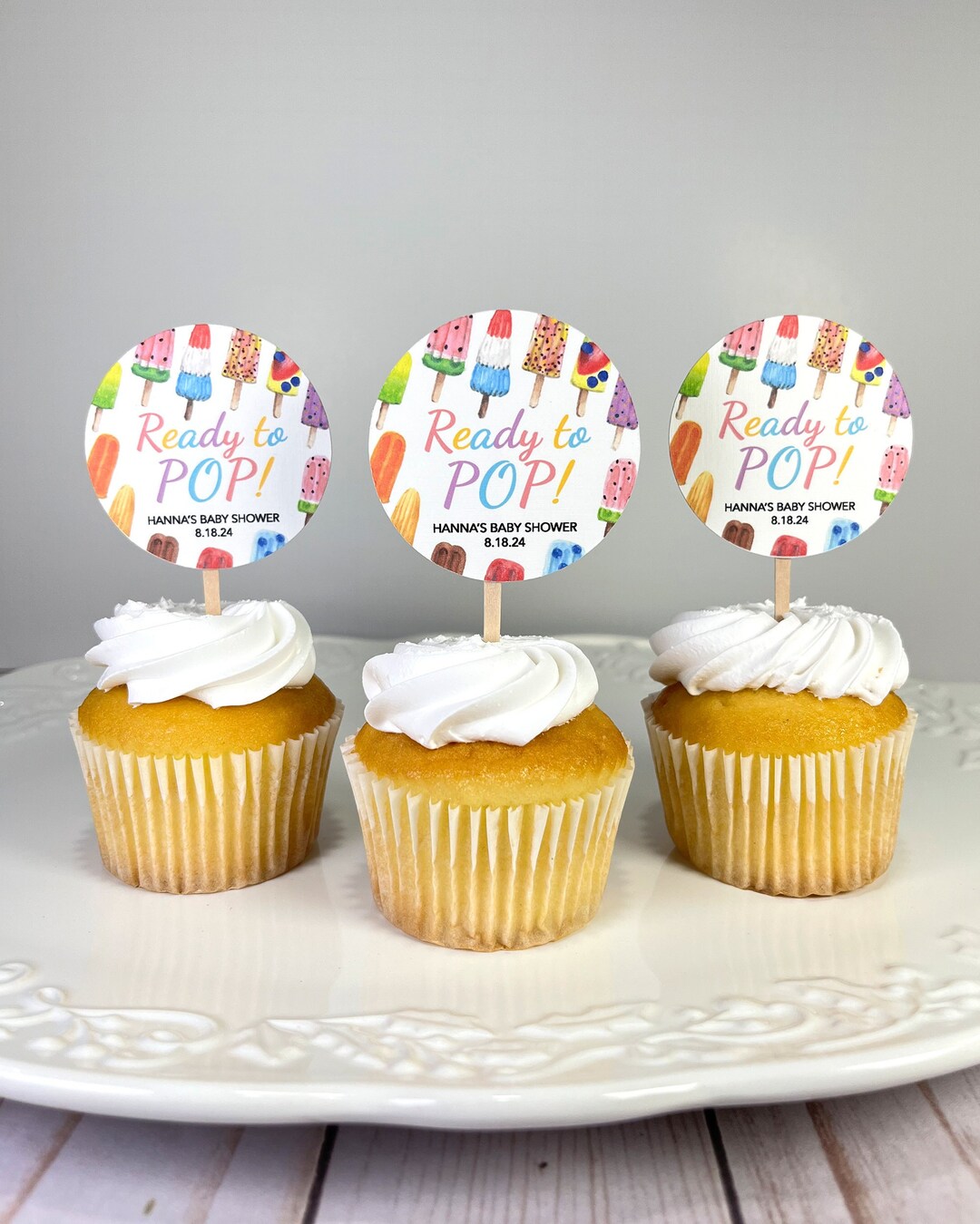 Popsicle Cupcake Topper Personalized Baby Shower Favor Tag Custom Baby ...