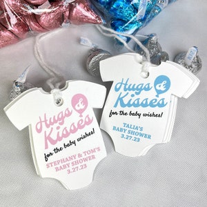 Hugs & Kisses Onesie Personalized Baby Shower Favor Tags Baby Girl ...