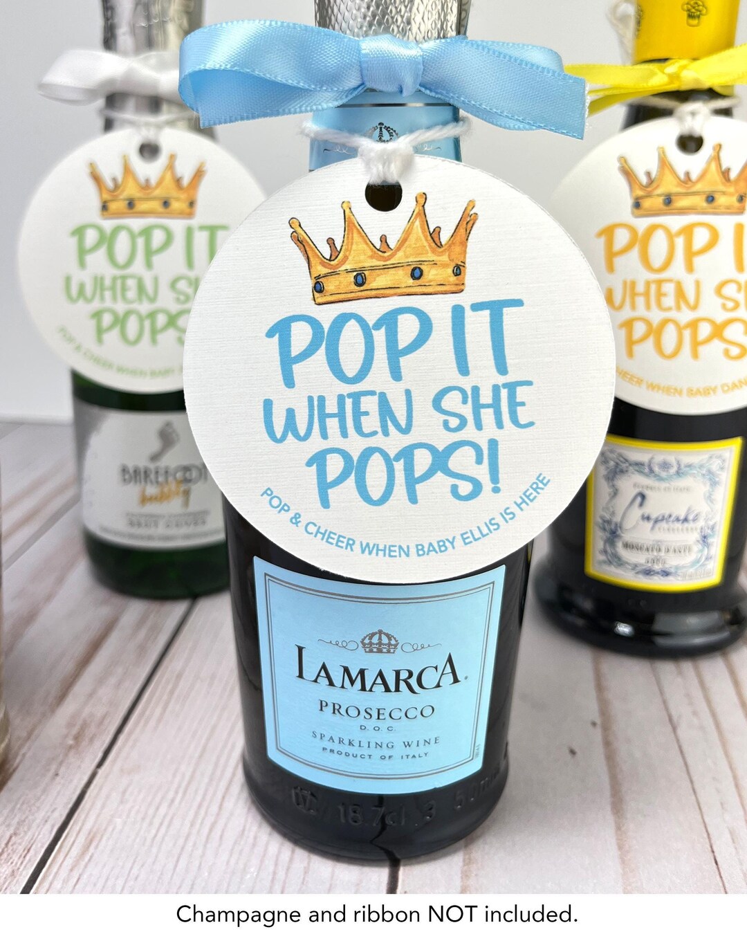 Crown Pop It When She Pops Personalized Baby Shower Mini Champagne ...