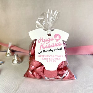 Hugs & Kisses Onesie Personalized Baby Shower Favor Tags Baby Girl ...