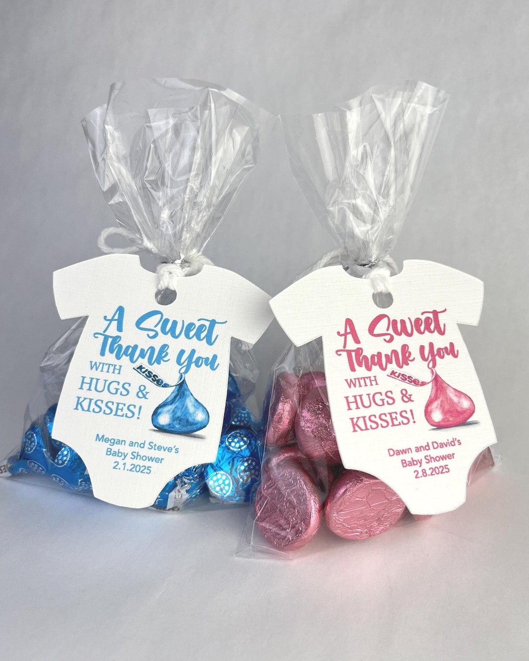 Hugs & Kisses Onesie Personalized Baby Shower Favor Tags Baby Girl ...