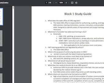 EMT Study Guides- 80+ Pages - Etsy