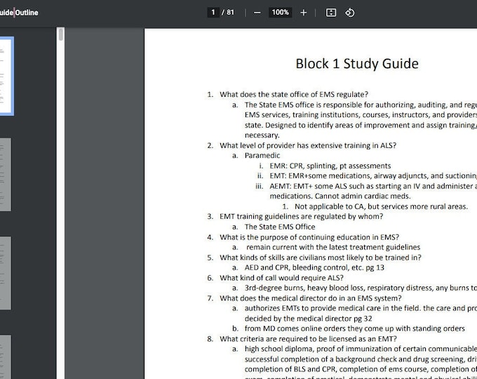 EMT Study Guides- 80+ Pages - Etsy