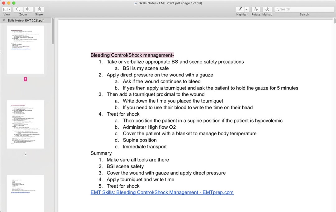 Detailed EMT Skills Summary- Step by Step :) - Etsy