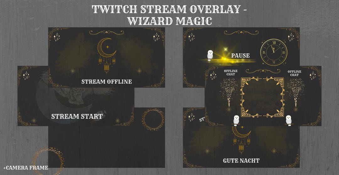 Twitch Stream Overlay Magic Wizard Elegant Old Money Style ...