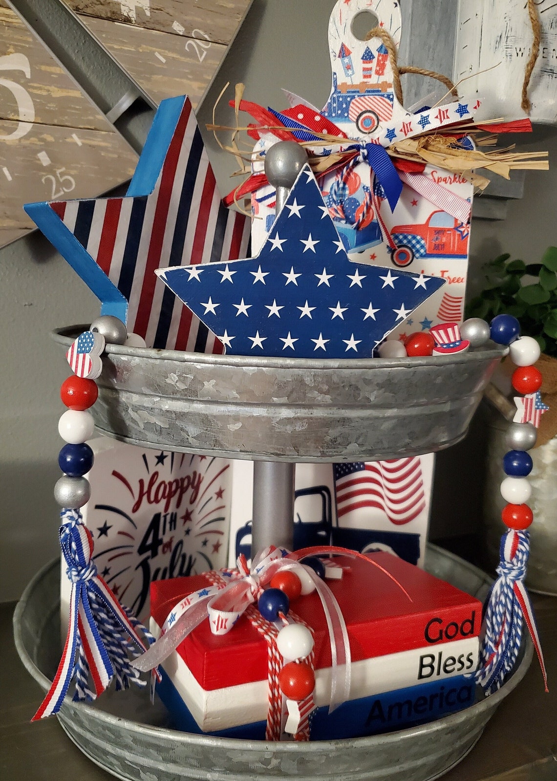 Patriotic Tiered Tray Decor, 4th of July Tiered Tray Decor, Signs for ...