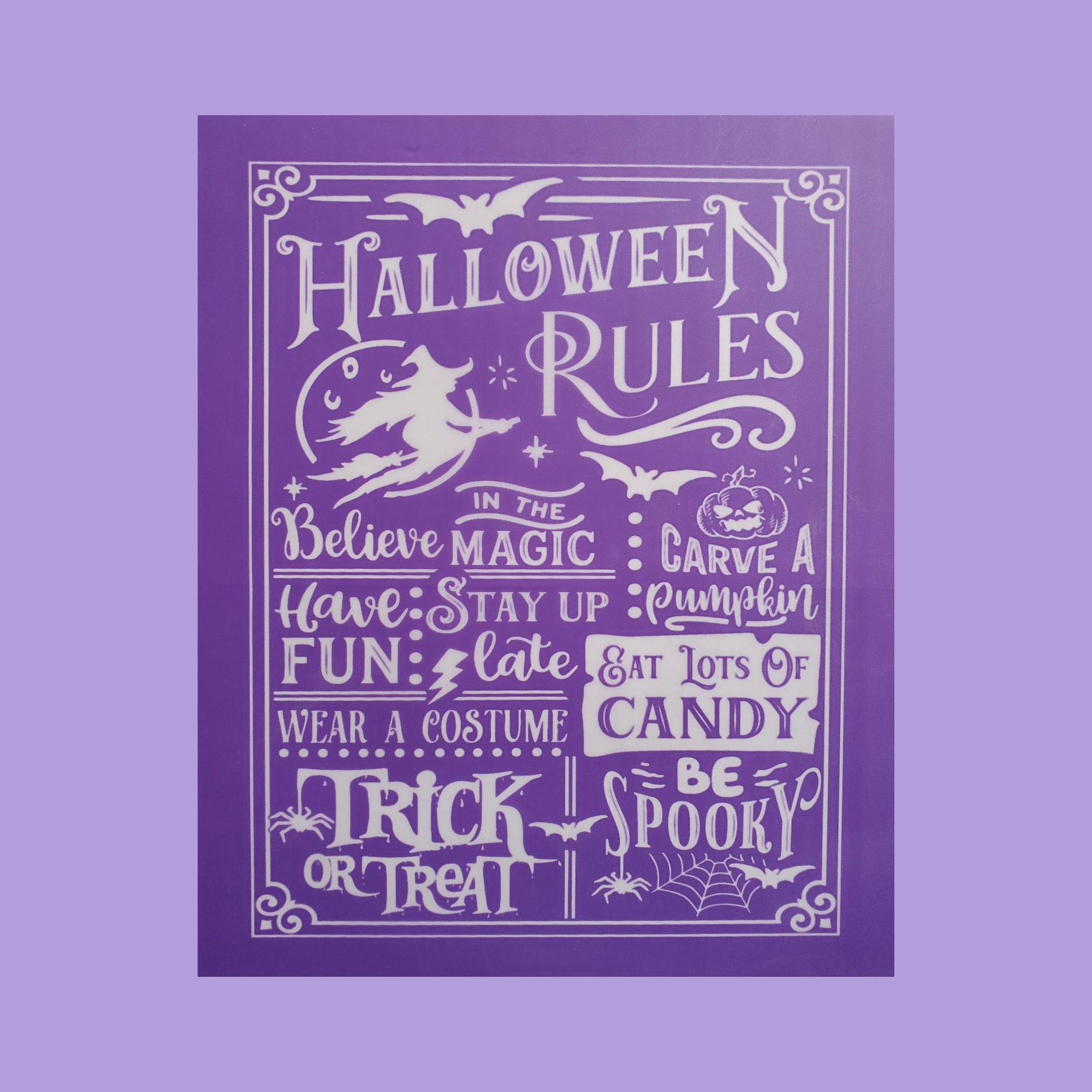 Halloween Rules Silk Screen Stencil Adhesive Reusable Mesh - Etsy
