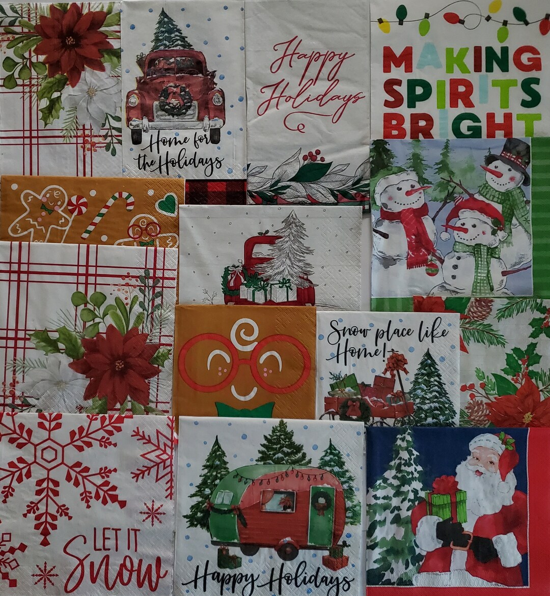 Napkin Bundle, Christmas Napkin Bundle for Decoupage, Paper Napkins ...
