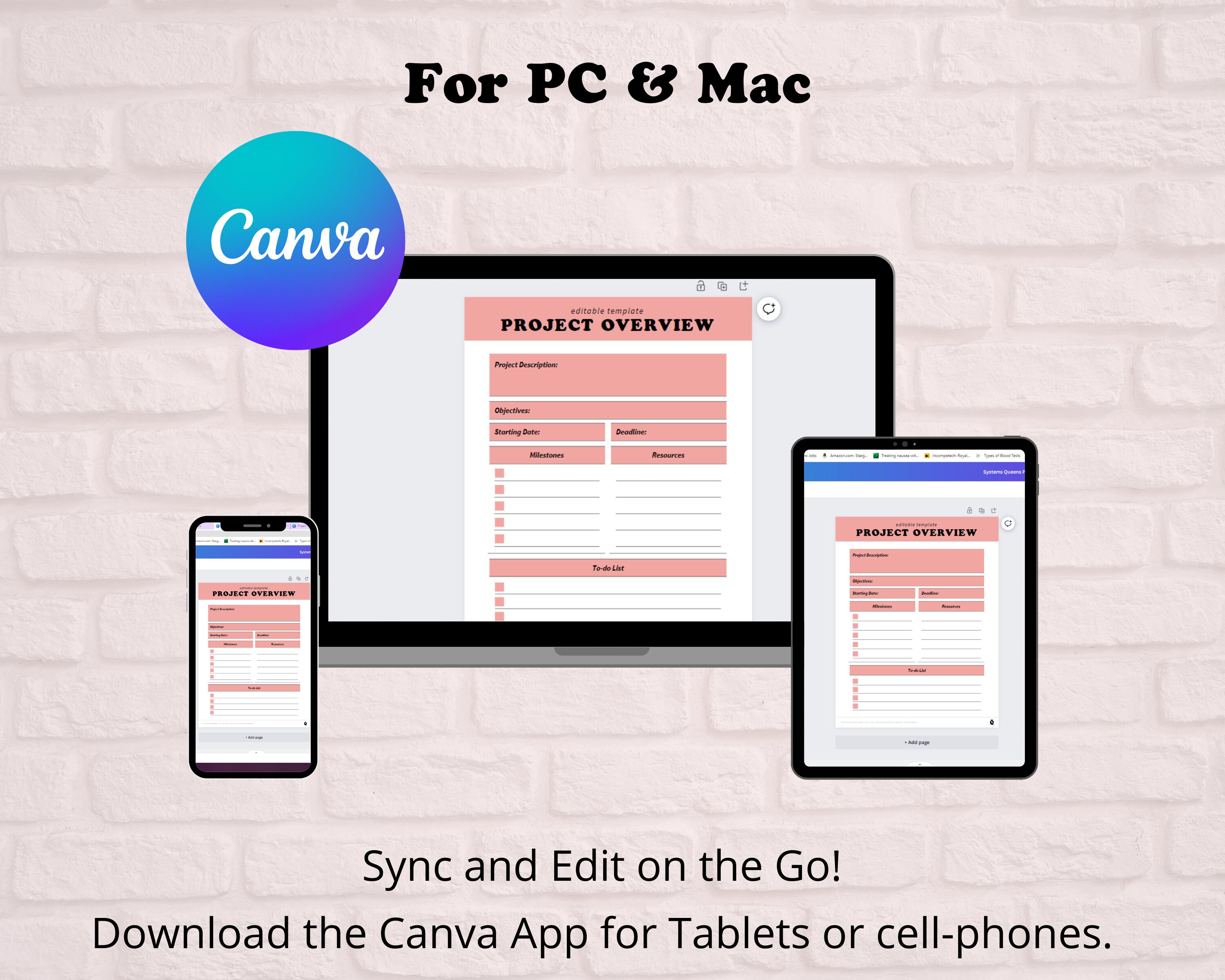 1 Page Project Overview Template, Printable, Project Planner, Canva ...