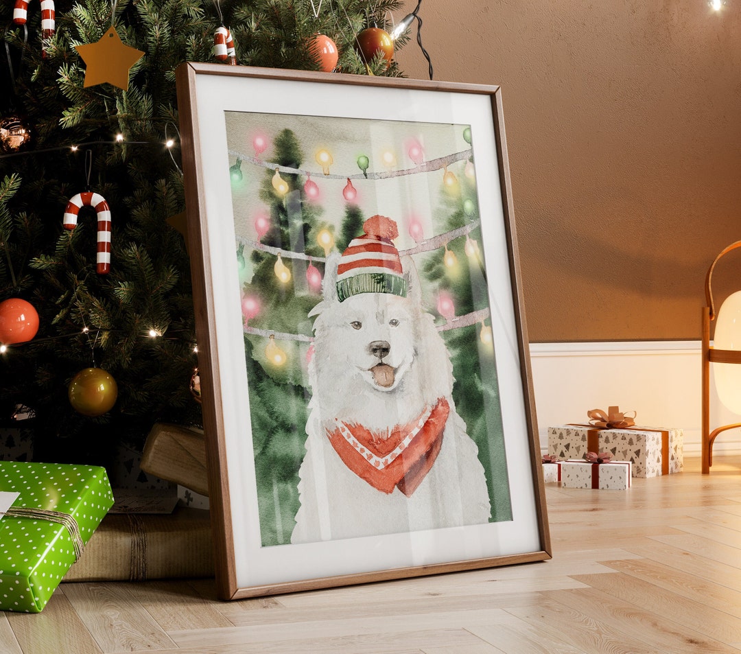 Samoyed Holiday 8x10 Printable Digital Watercolor - Etsy