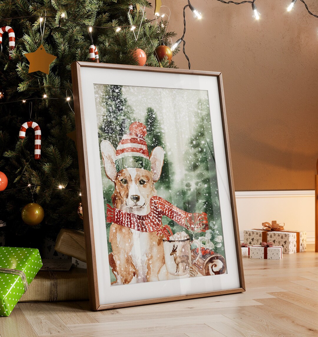 Corgi Holiday 8x10 Printable Digital Watercolor - Etsy
