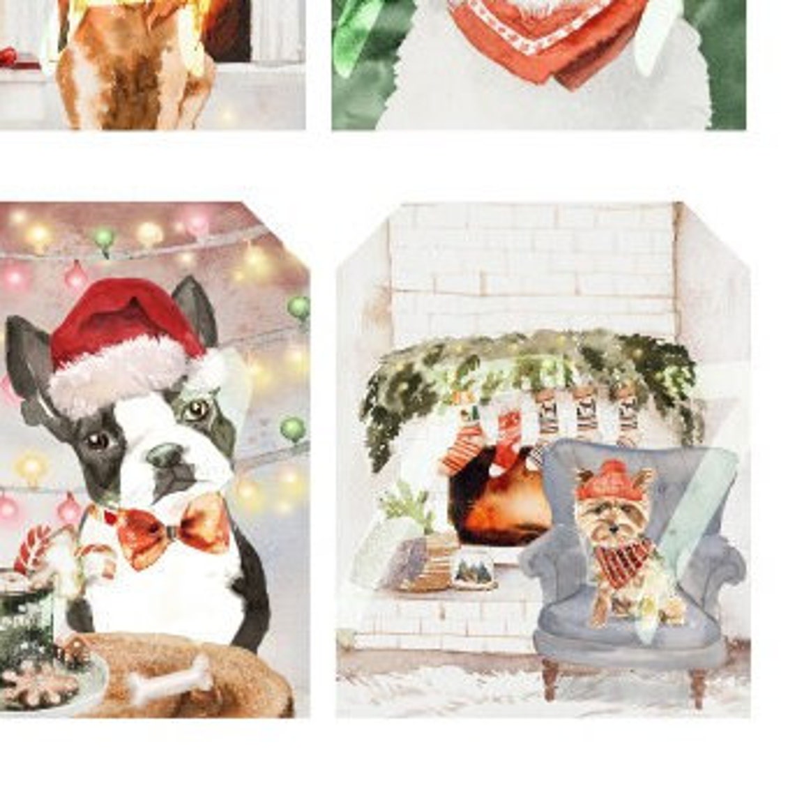 Printable Holiday Watercolor Dog Gift Tags-9 Different Tags-digital ...