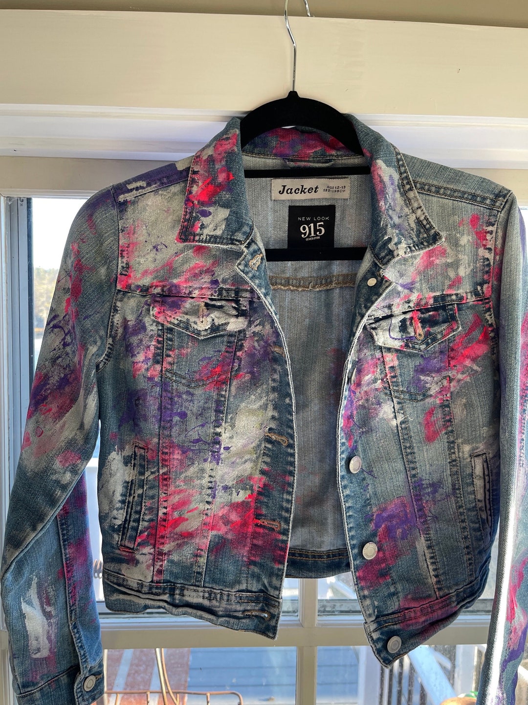 Jr Denim Paint Splattered Jacket, Concert Jacket, Jean Jacket for Teens ...