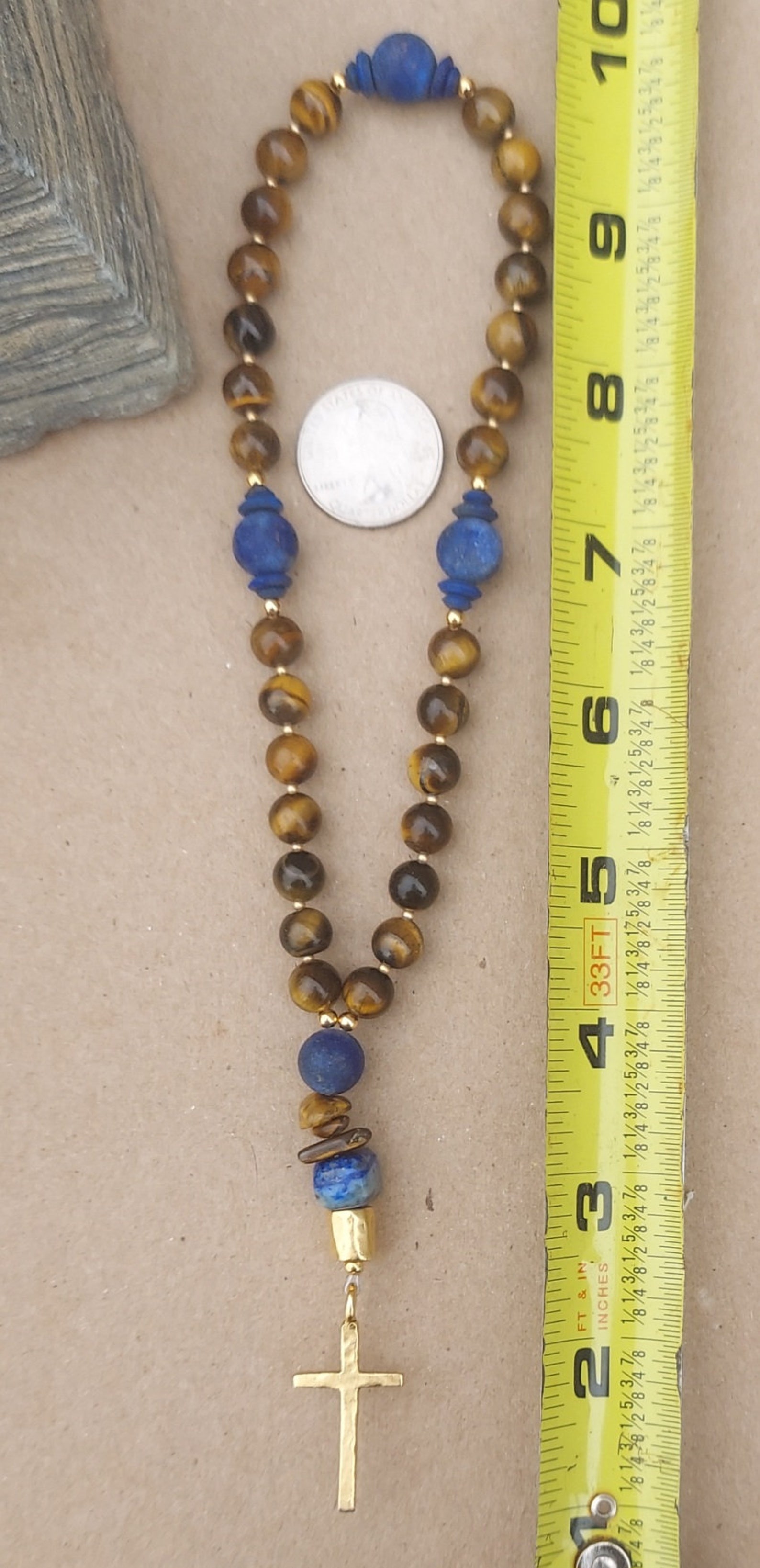 Anglican Prayer Beads, Episcopal Rosary, Gemstones Tiger Eye & Lapis ...