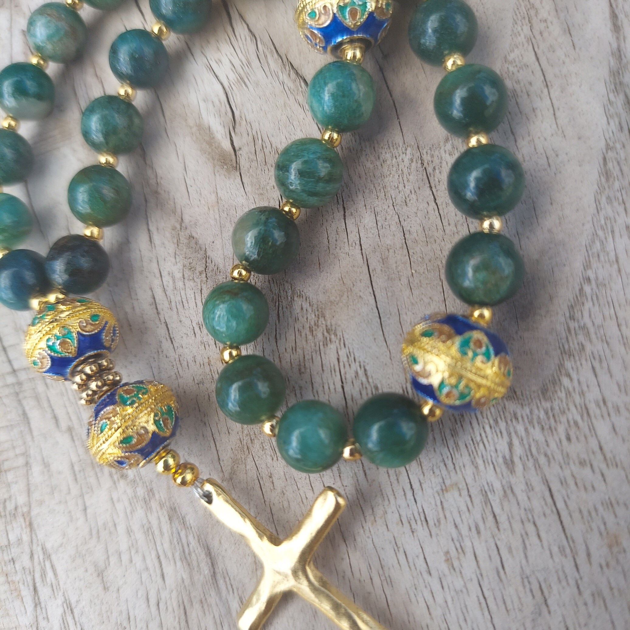 Anglican Prayer Beads, Episcopal Rosary With Green Taiwan Jade and ...