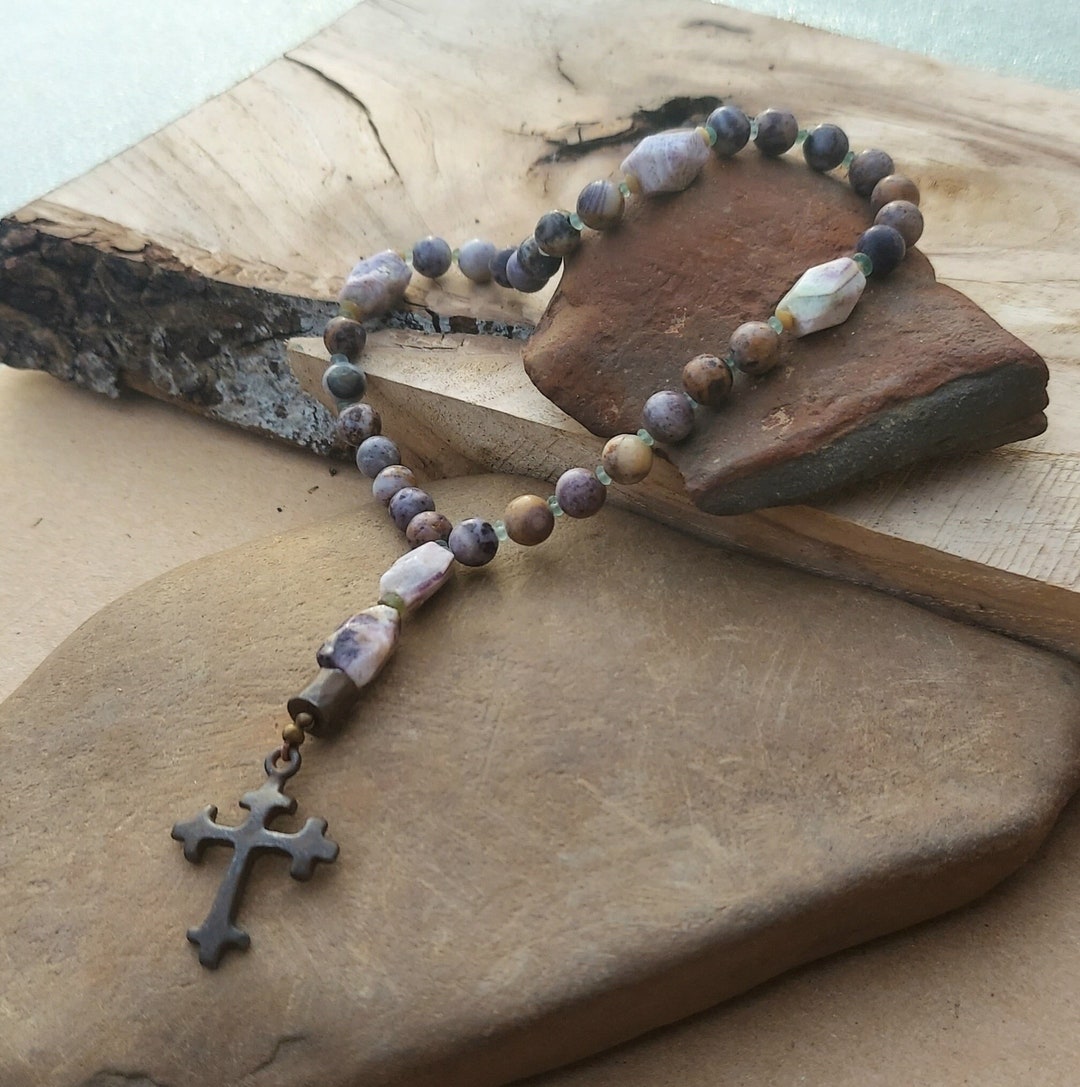 Anglican Rosary, Prayer Beads, Natural Petrified Fluorite, Only 3 ...