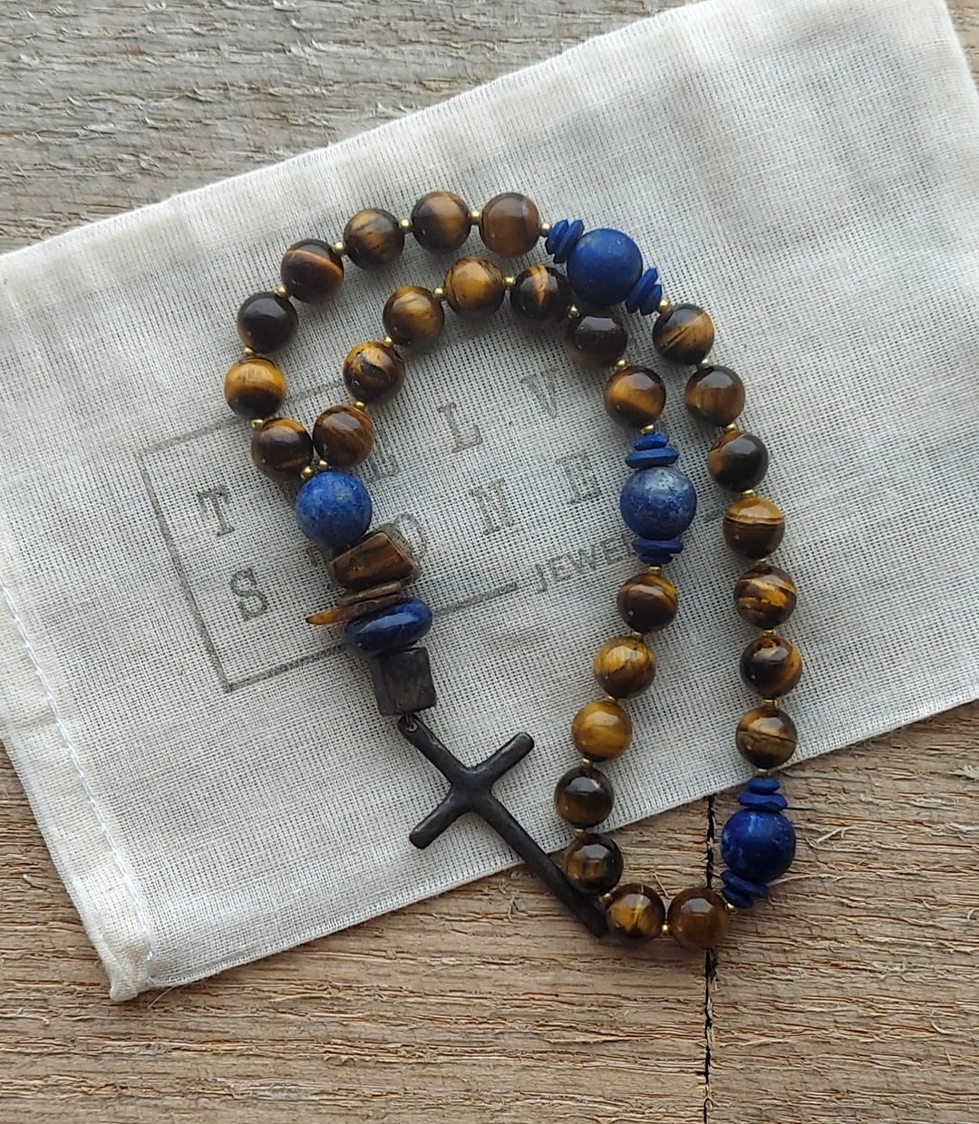 Anglican Prayer Beads, Rosary With Gemstones Tiger Eye and Lapis ...