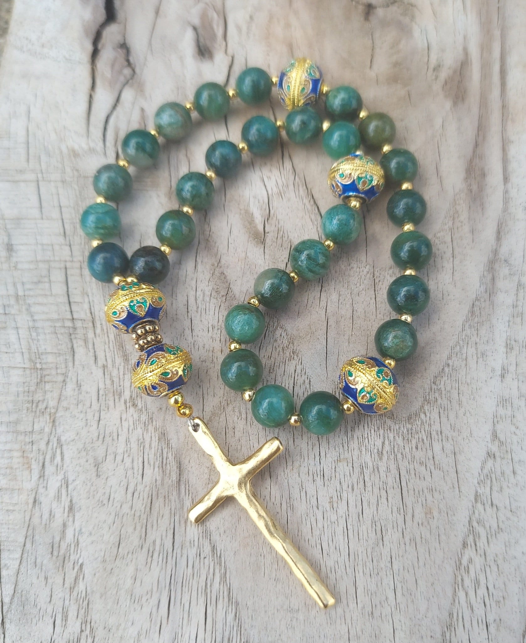Anglican Prayer Beads, Episcopal Rosary With Green Taiwan Jade and ...