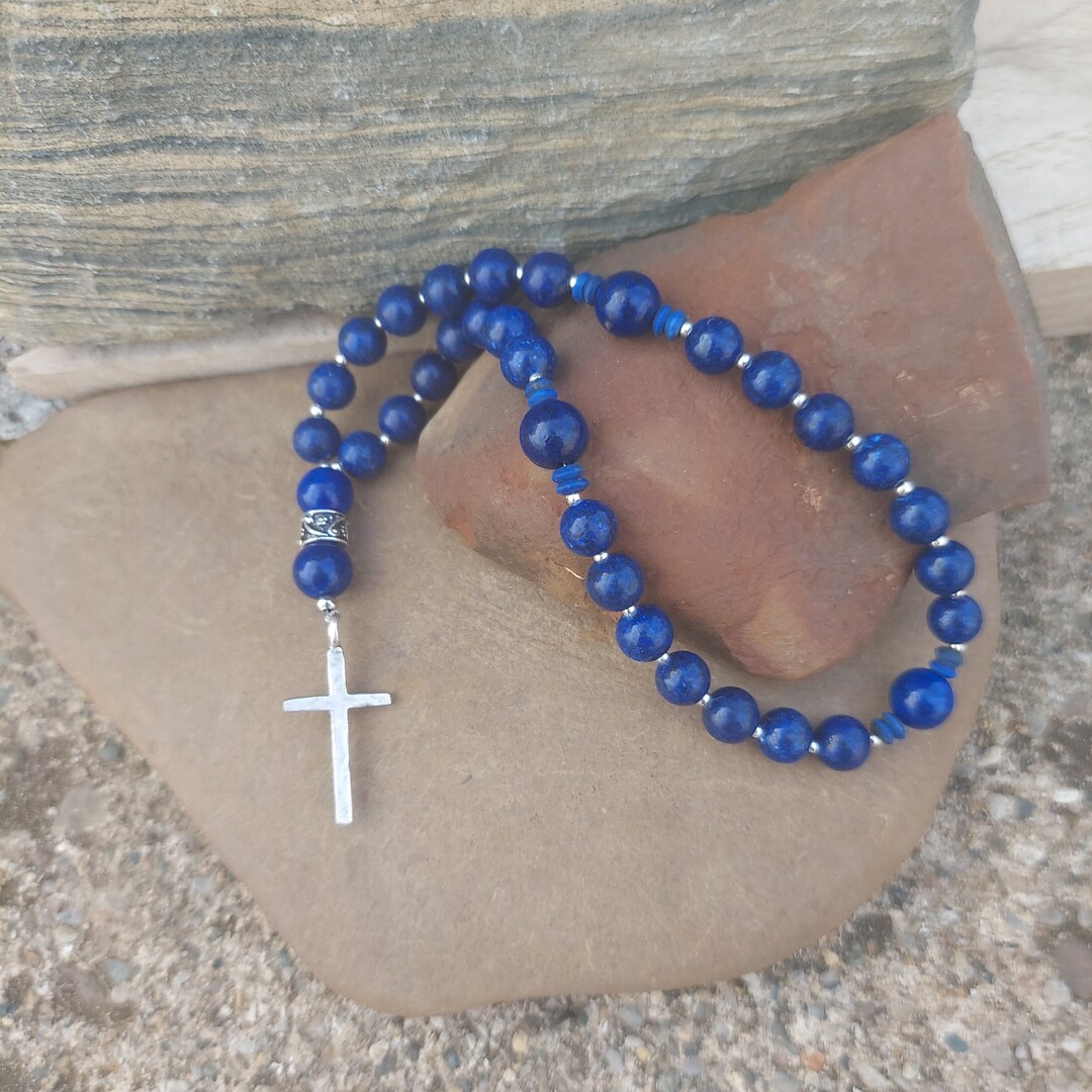 Natural Lapis Gemstone Anglican Prayer Beads, Rosary, Blue Beads ...
