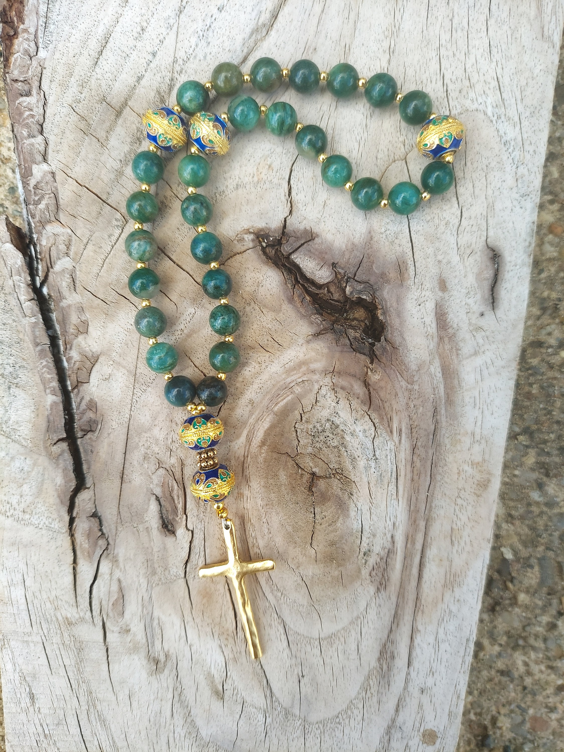 Anglican Prayer Beads, Episcopal Rosary With Green Taiwan Jade and ...