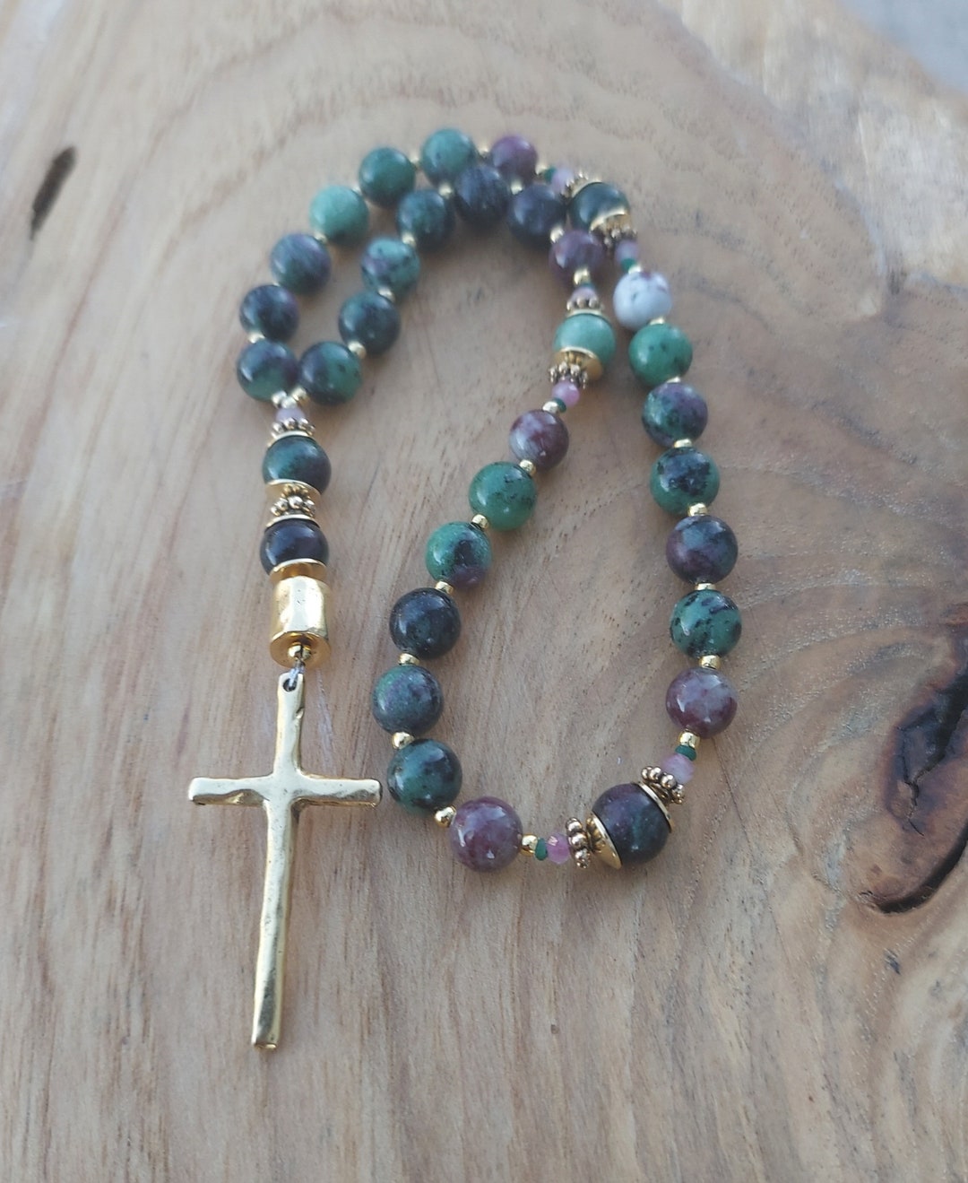 Anglican Rosary, Prayer Beads With Ruby Zoisite, Tourmaline, Episcopal ...