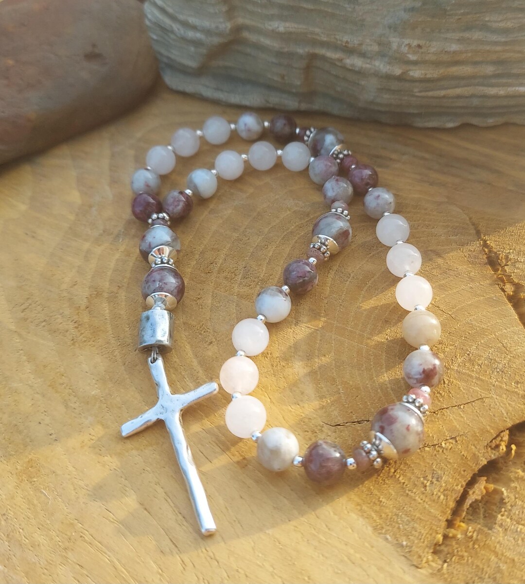 Anglican Prayer Beads, Episcopal Rosary, Handmade With Natural Rose ...